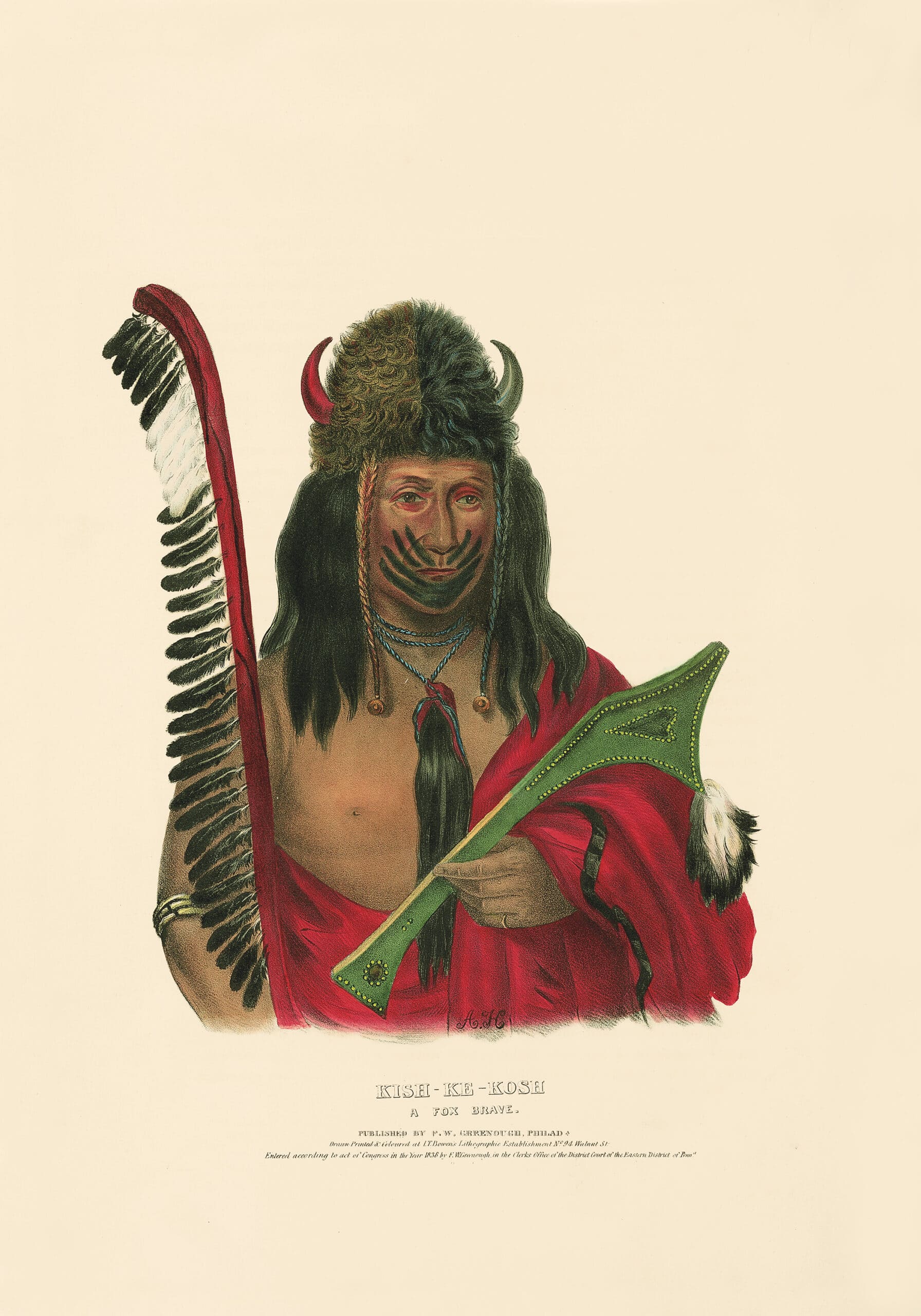 McKenney and Hall Pl. 54, Kish-ke-kosh, A Fox Brave | History of the ...